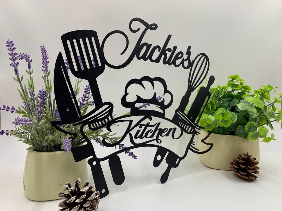 Personalized Kitchen Metal Sign - Customized Culinary Wall Art - Chef's ...
