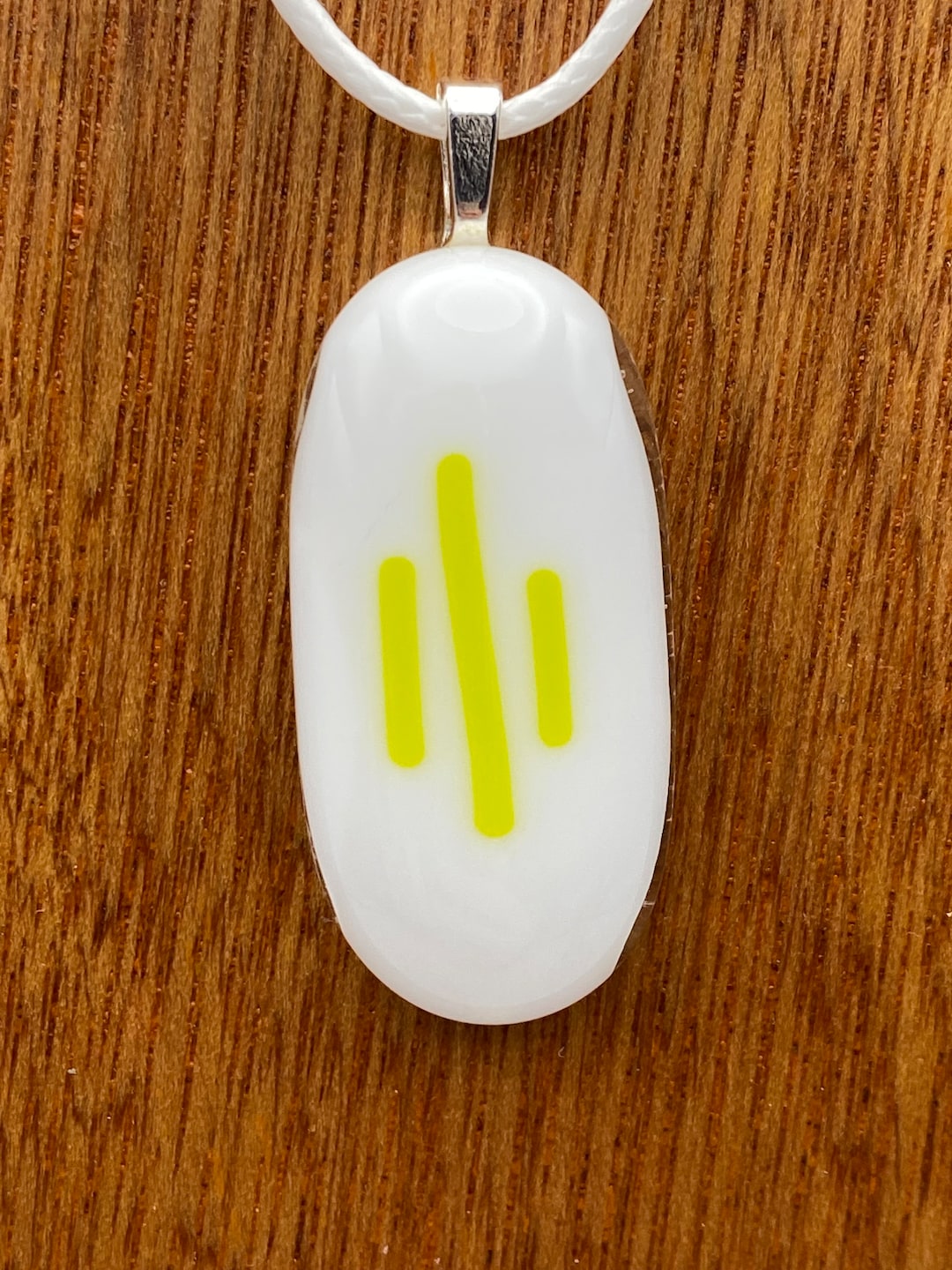 Our 'gillian' Design in Yellow on White Fused Glass Oval Necklace and ...