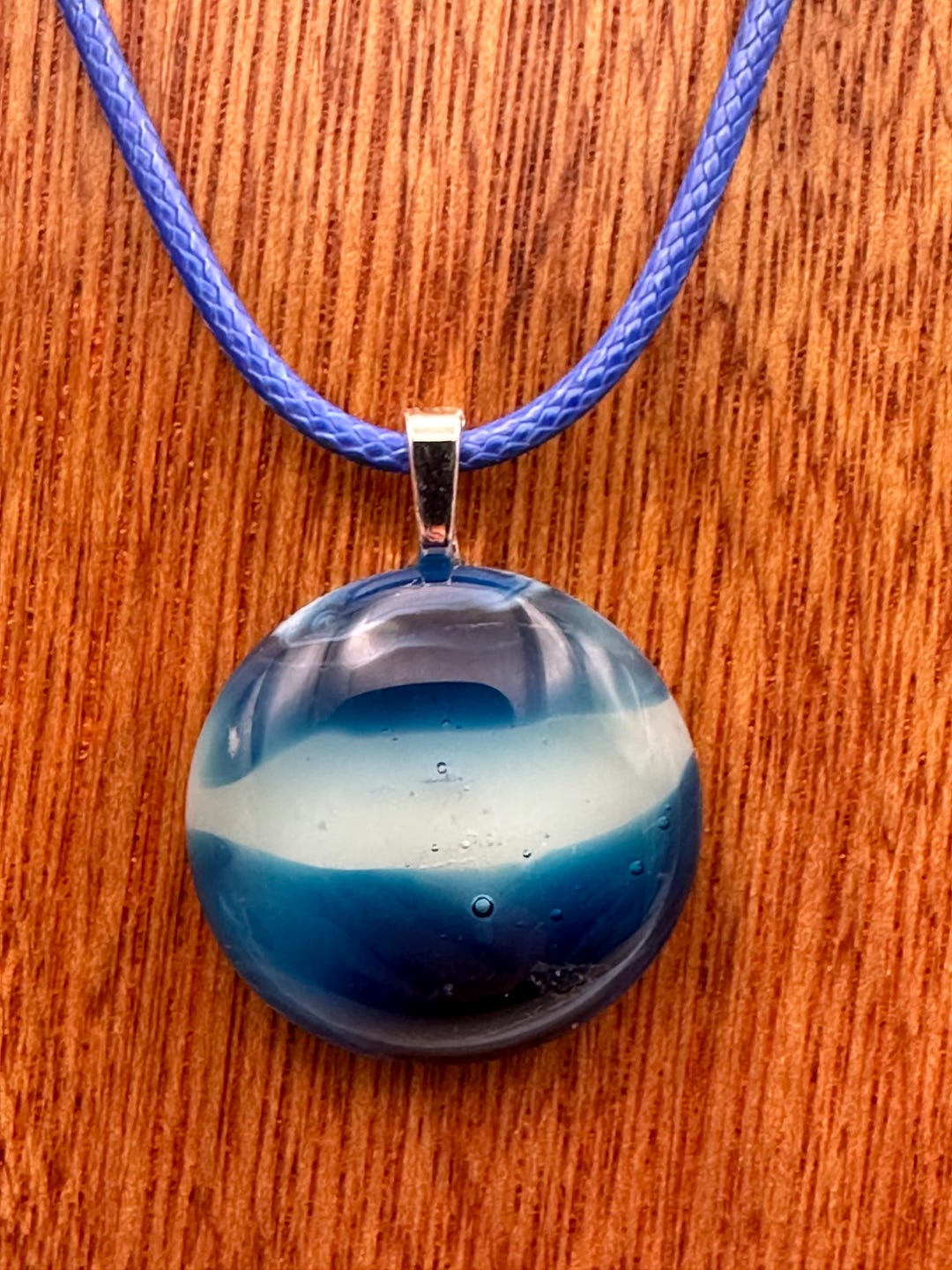 Hand Crafted 'magic Eye' Design Glass Fused Pendant and Earring Set ...