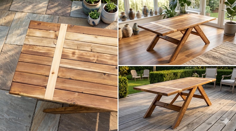 Handcrafted Rustic Farmhouse Dining Table With A-frame Legs - Solid ...