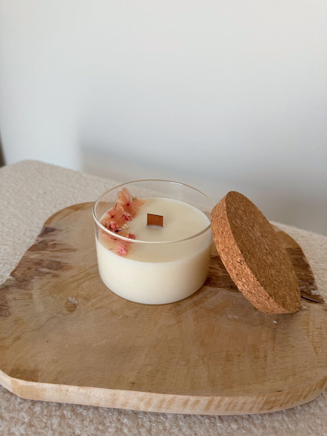 Candle Real Dried Flowers Under Glass With Soy Wax Lid Valentine's Day ...