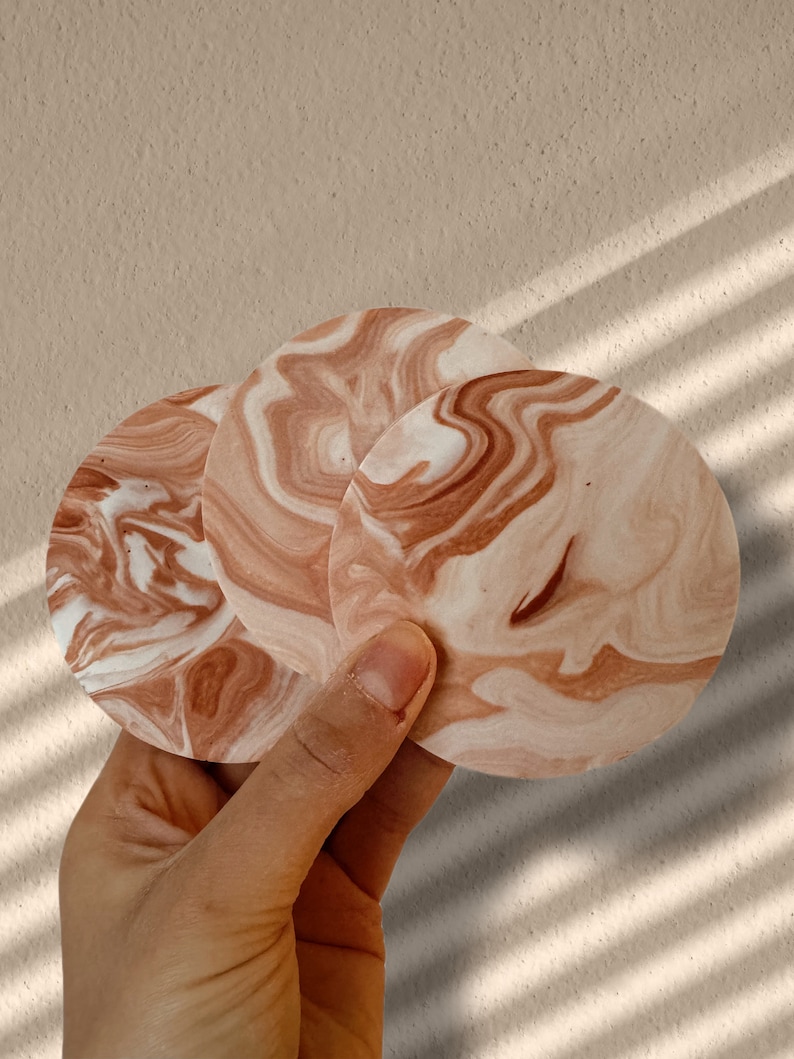 Set of Jesmonite Coasters in Your Choice of Mother-of-pearl Terrazzo Marble - Etsy