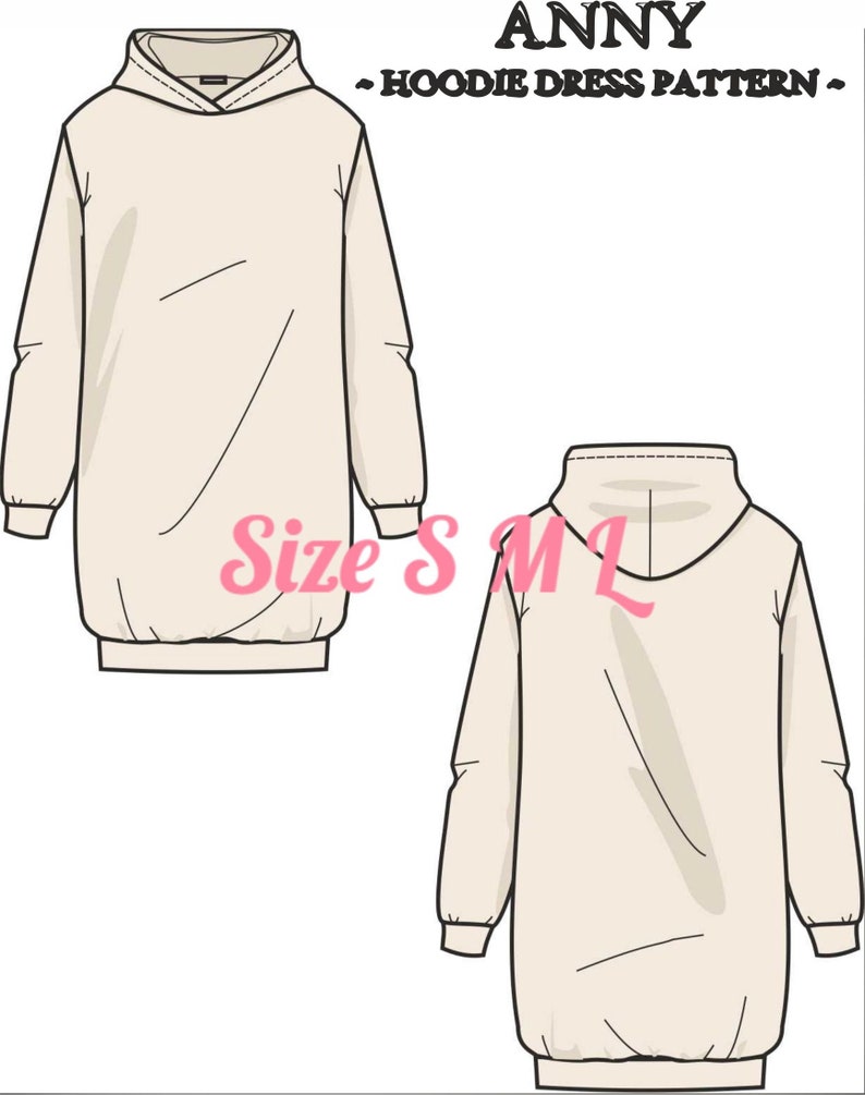 Anny Hoodie Dress Hoodie PDF Sewing Pattern S M L With - Etsy