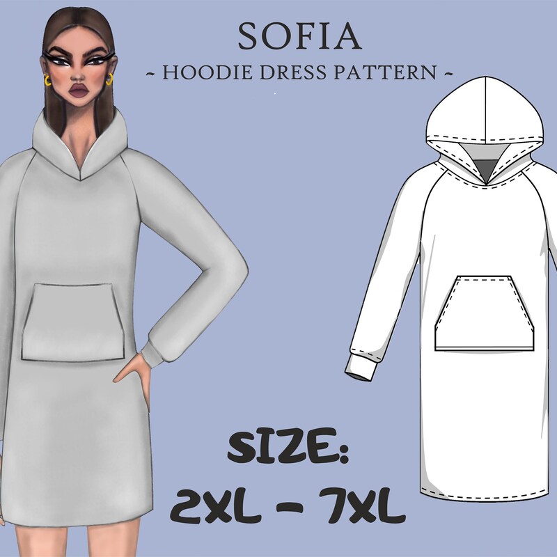 Hoodie Dress Pattern - Etsy