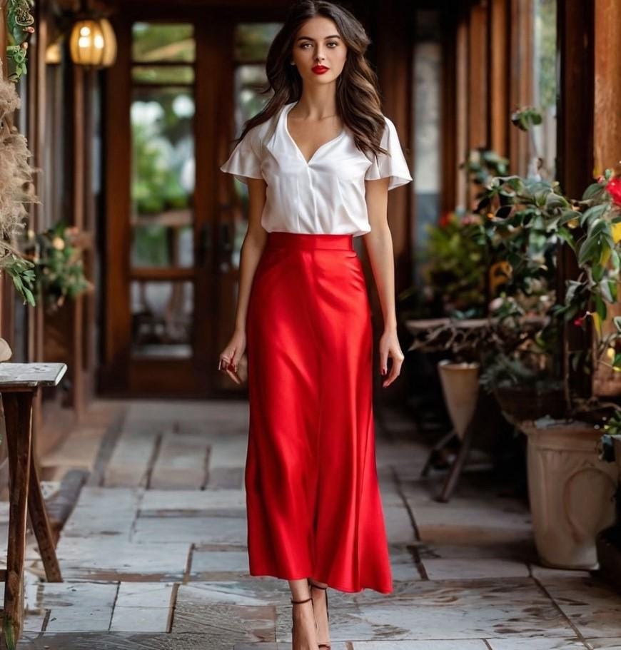 Classic Skirt Pattern DIY / Satin Silk Skirt Sewing Pattern / A Line ...