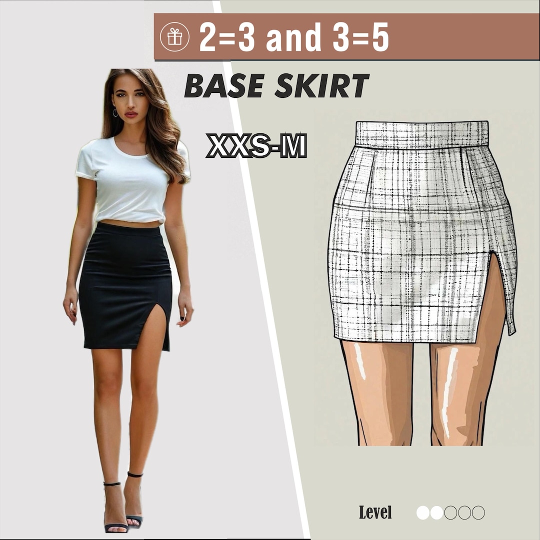 Split Skirt Pattern DIY Olli Basic Skirt Women Sewing Pattern Mini Skirt Sewing Pattern ...