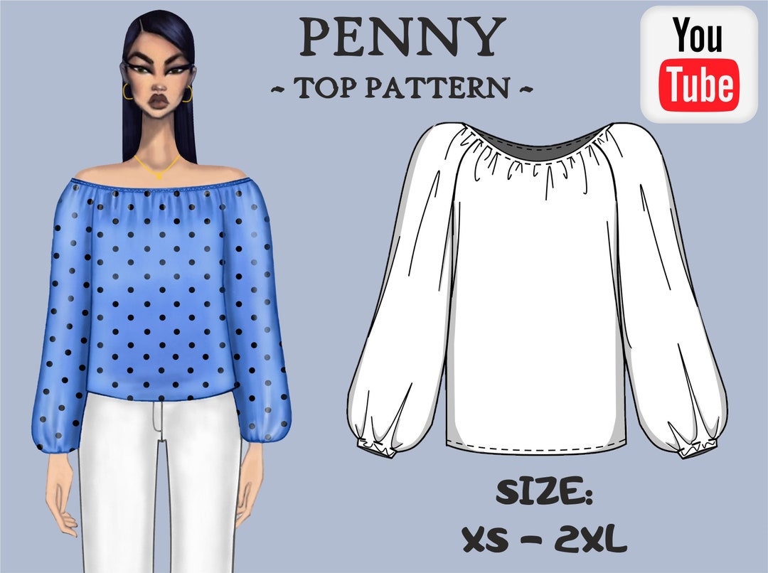 Miss PDF Pattern Women's Top With Elastic in Neck Opening XS-XXL the ...