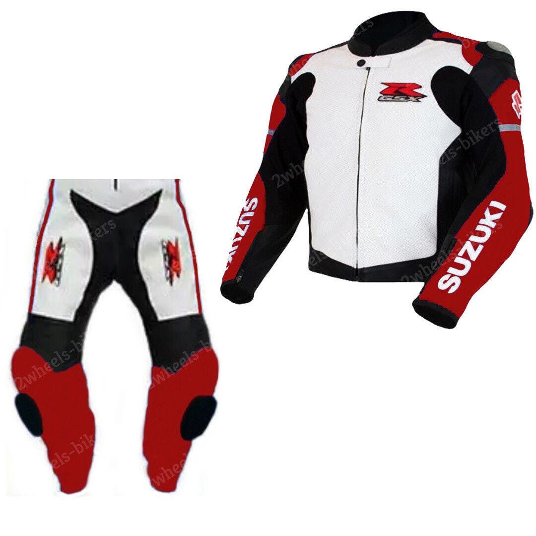 Suzuki GSX 2 Piece Motorbike Leather Suit - CE Approved Suit With ...