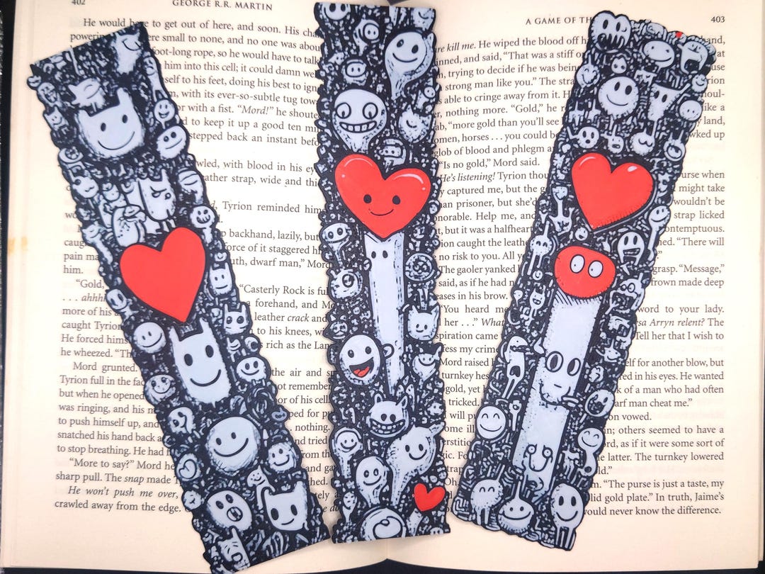 Love Doodles 3D Printed Bookmark Set, Illustrated Book Lover ...