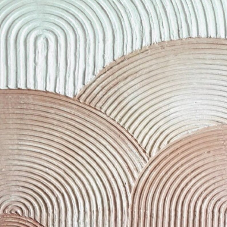 Pink White Abstract Arch Shapes Art, Original Hand-painted Thick ...