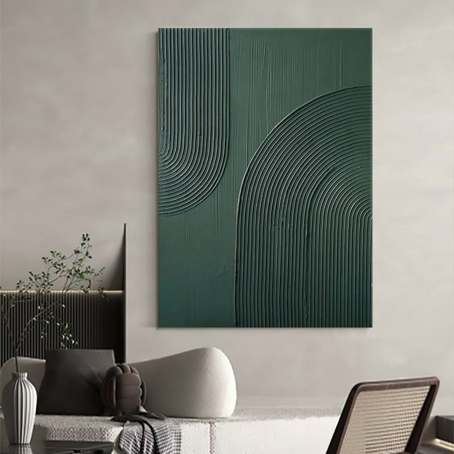 Large Green Arches Artwork, Modern Hand-painted Thick Texture Acrylic ...