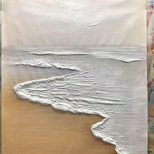 Vertical Ocean Waves Acrylic Painting, Modern Home Wall Art Decor ...