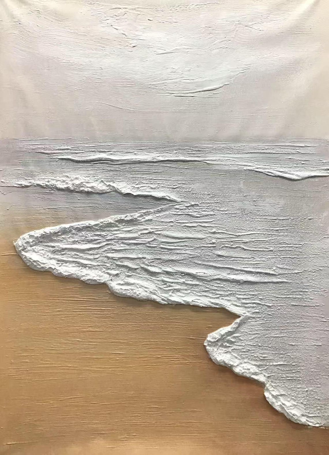Vertical Ocean Waves Acrylic Painting, Modern Home Wall Art Decor ...
