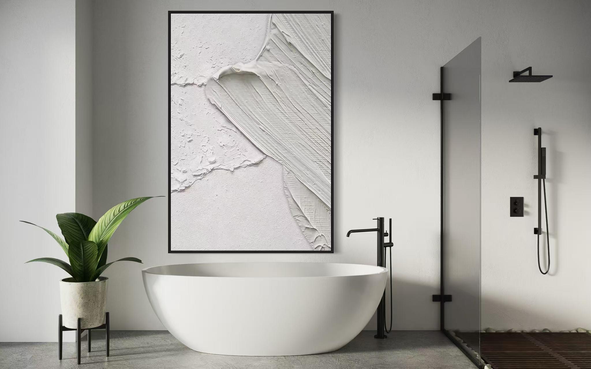 Pure White Heavy Textured Painting, Abstract Modern Wall Art Decor ...