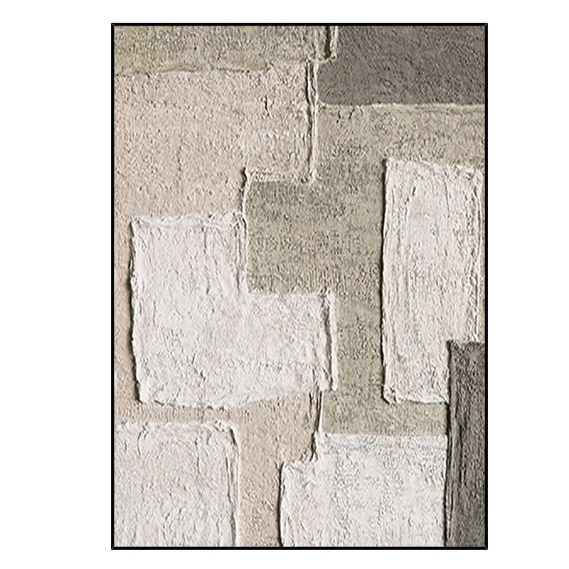 White Grey Square Shapes Artwork, Abstract Modern Hand-painted Vertical ...