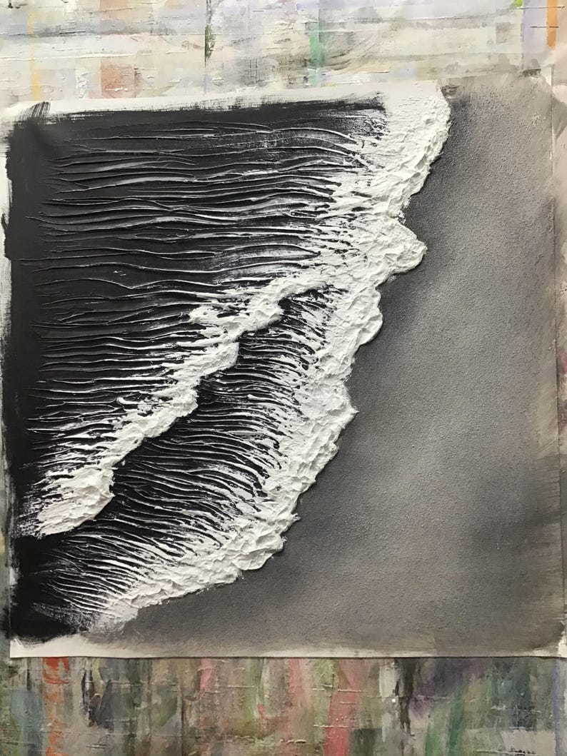 Large Seascape Oil Painting, Ocean Waves Thick Texture Art Extra Large ...