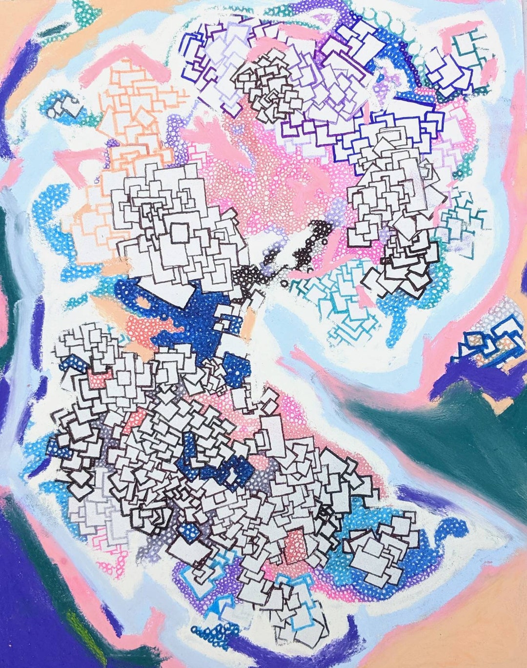 Metro_booming. Abstract Pastel Painting - Etsy