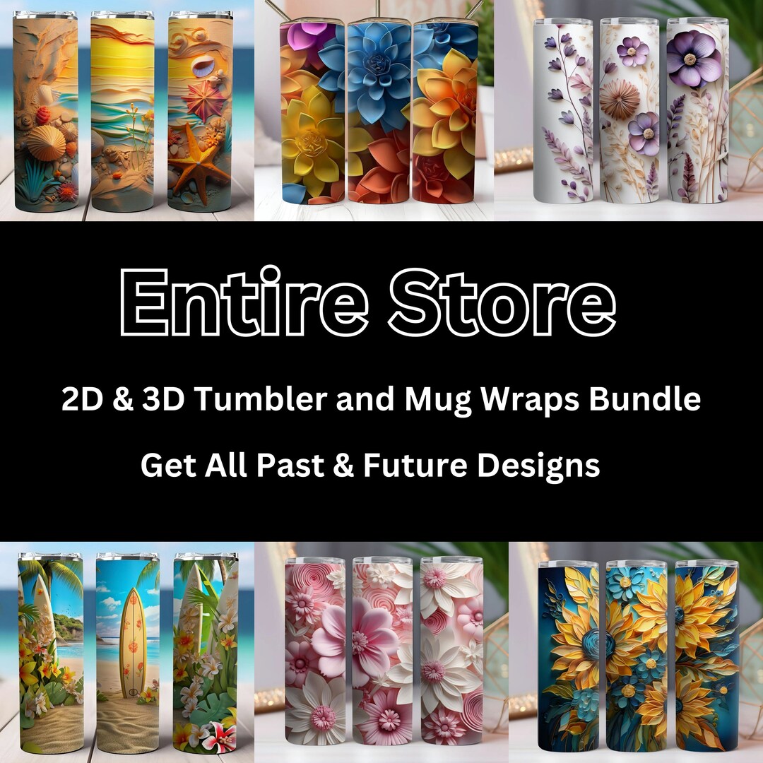 20 Oz Tumbler Wrap Bundles 2D/3D, Tumbler Sublimation Bundle, Tumbler ...