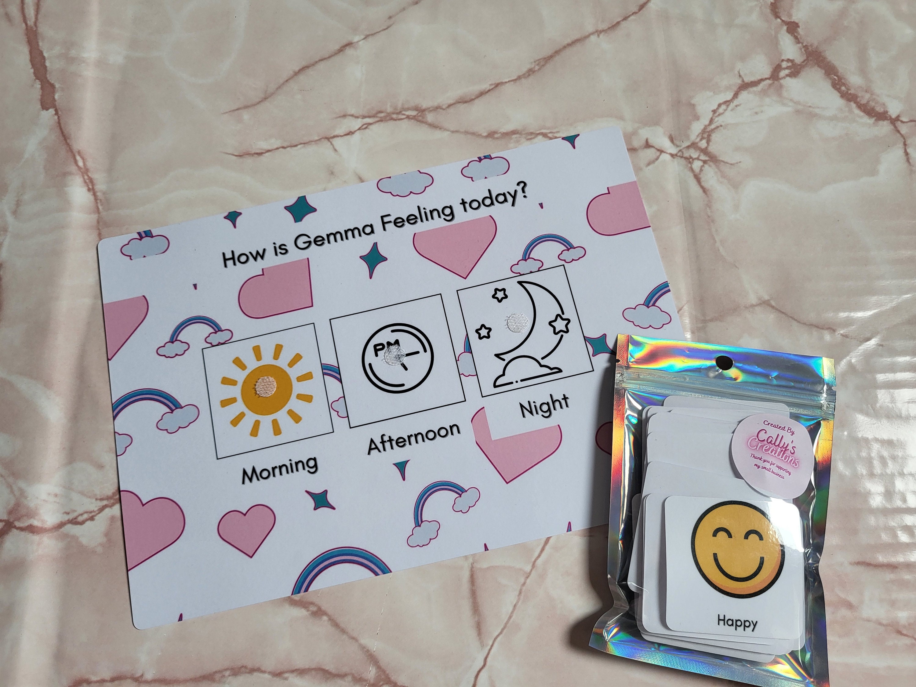 Girls Personalised Emotion Chart Visual for Communication for - Etsy