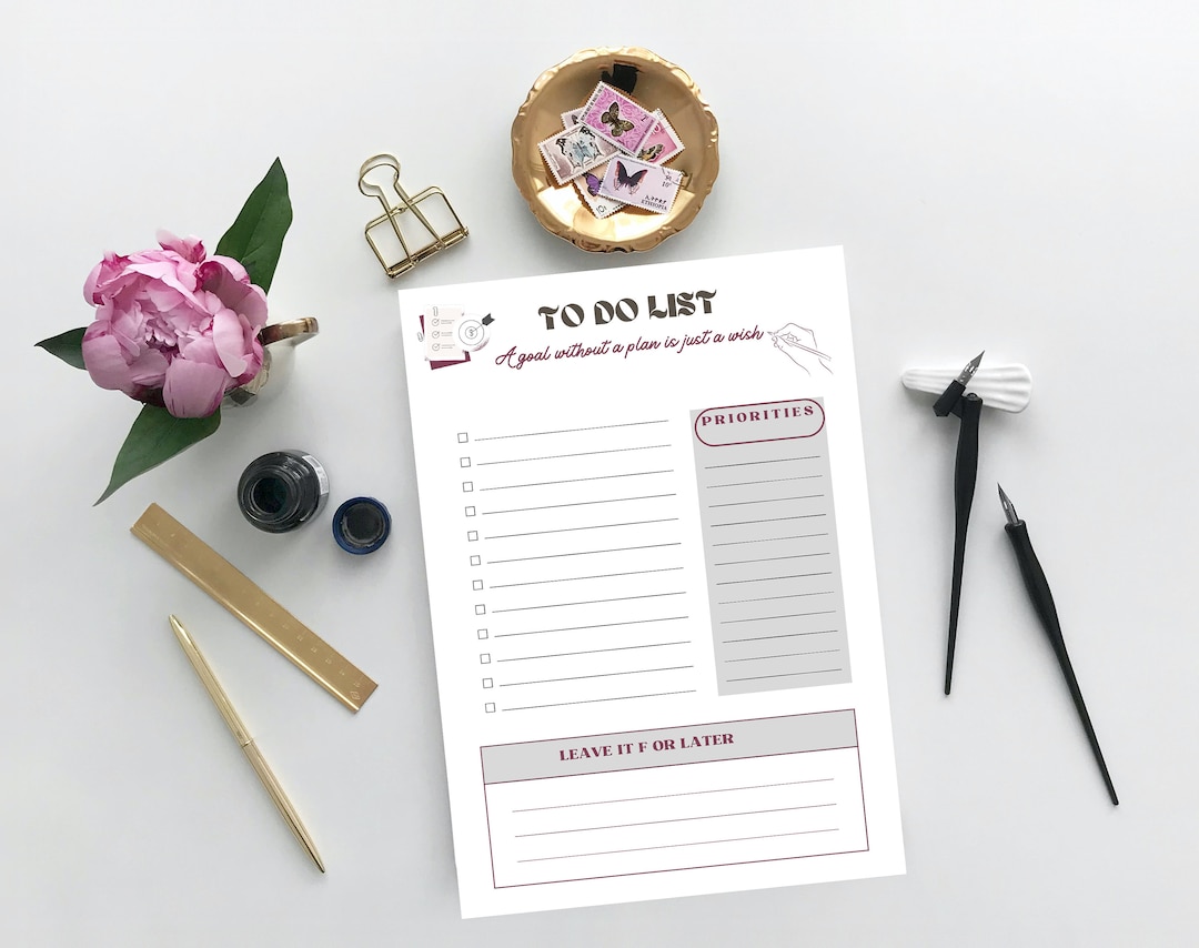 Printable to Do List Digital Download Pdf Checklist Notes - Etsy