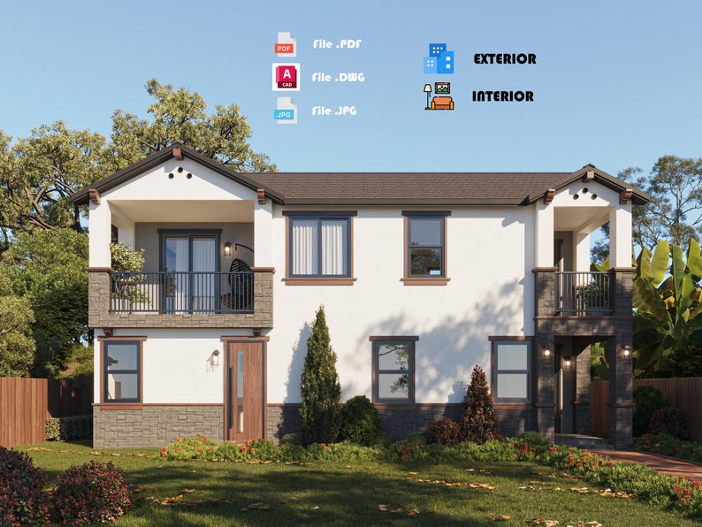 Modern Minimalist House Plan - 3 Bedroom, 4 Bath | DWG, PDF (rar ...