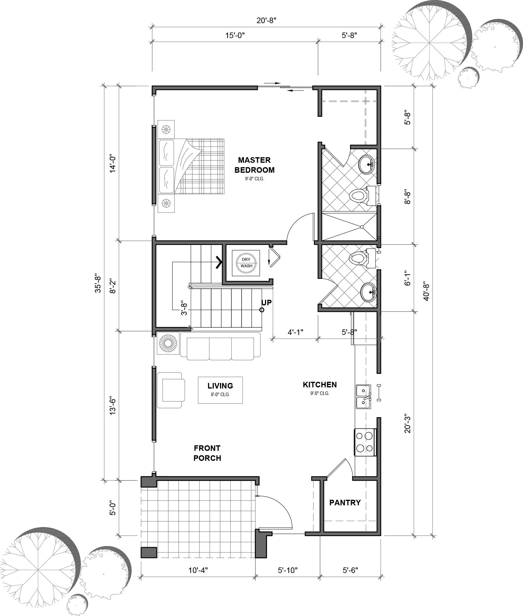 Modern Minimalist House Plan - 3 Bedroom, 4 Bath | DWG, PDF (rar ...