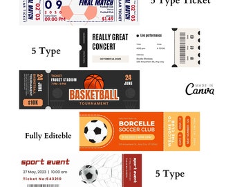 Concert Ticket Template, Foot Ball Ticket , Custom Event Ticket Stub ...