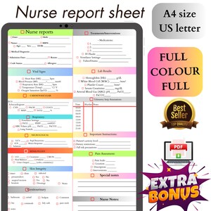 Nurse Report Sheet With Telemetry Section , Med Surg Report Sheet, Med ...