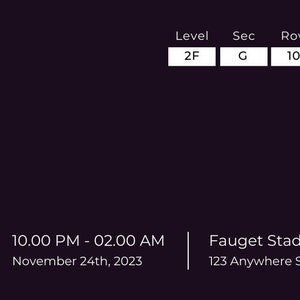 Artist Ticket Template, Concert Ticket Template, Custom Event Ticket ...