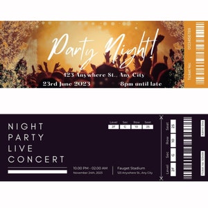 Artist Ticket Template, Concert Ticket Template, Custom Event Ticket ...