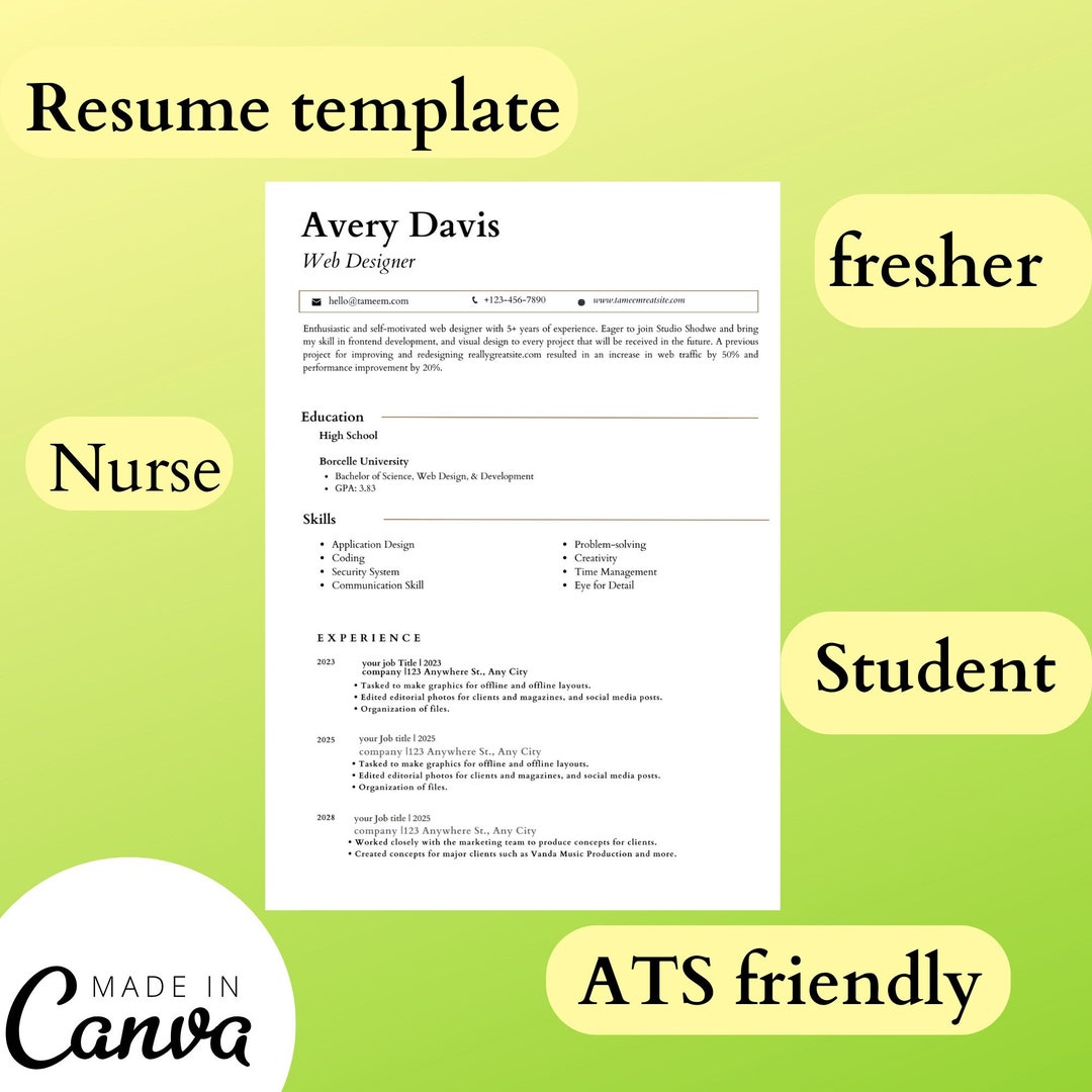 Resume Template, Rn Resume Template, New Grad Resume, Ats Resume ...