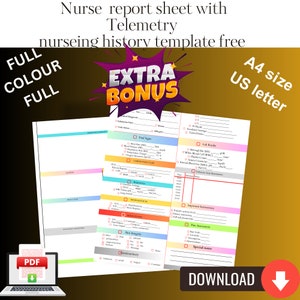 Nurse Report Sheet With Telemetry Section , Med Surg Report Sheet, Med ...