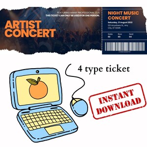 Artist Ticket Template, Concert Ticket Template, Custom Event Ticket ...