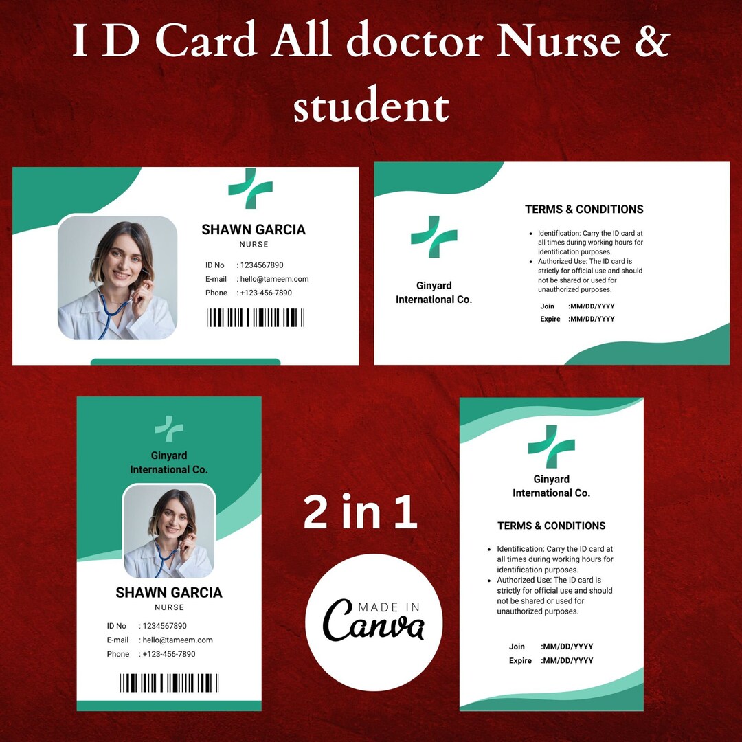 Nurse ID Badge Editable Hospital Staff ID Doctor Badge Id Instant ...