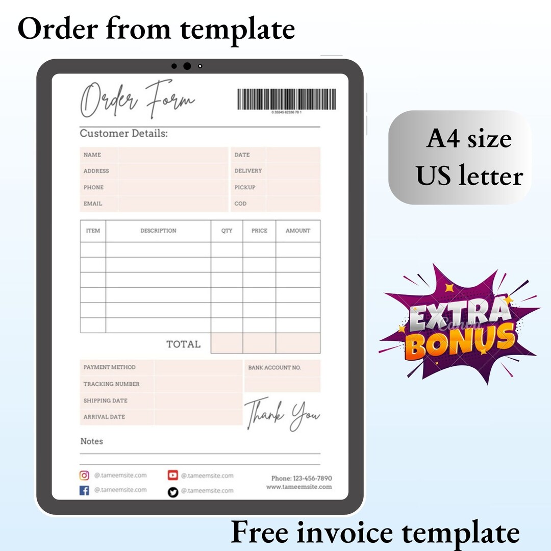 Custom Order Form Template | Order Form for Small Business\ Purchase ...