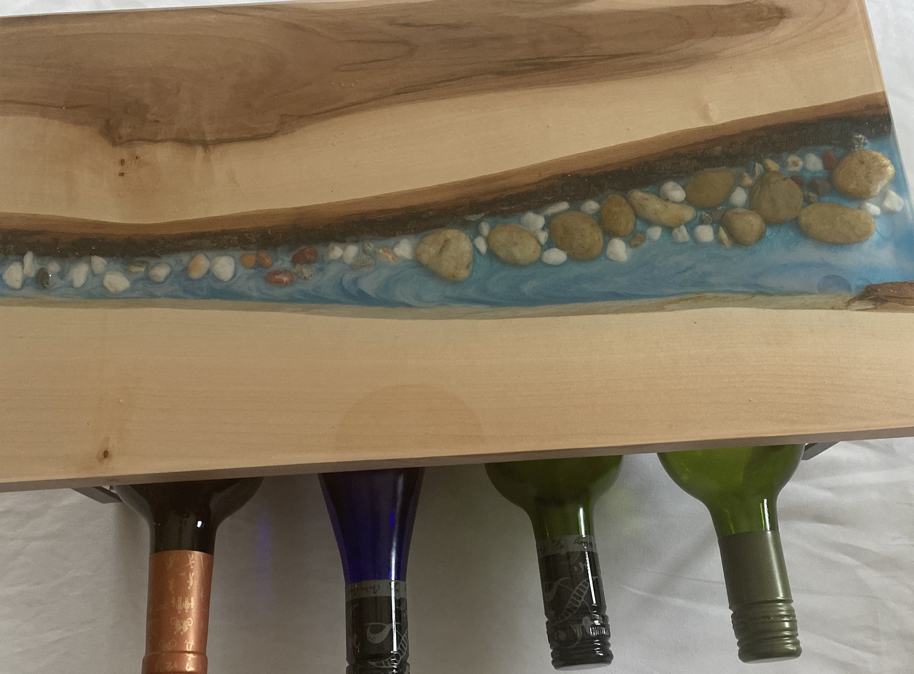 Live Edge Wine Rack: Handmade Wood and Epoxy River Table, Holds 4 ...