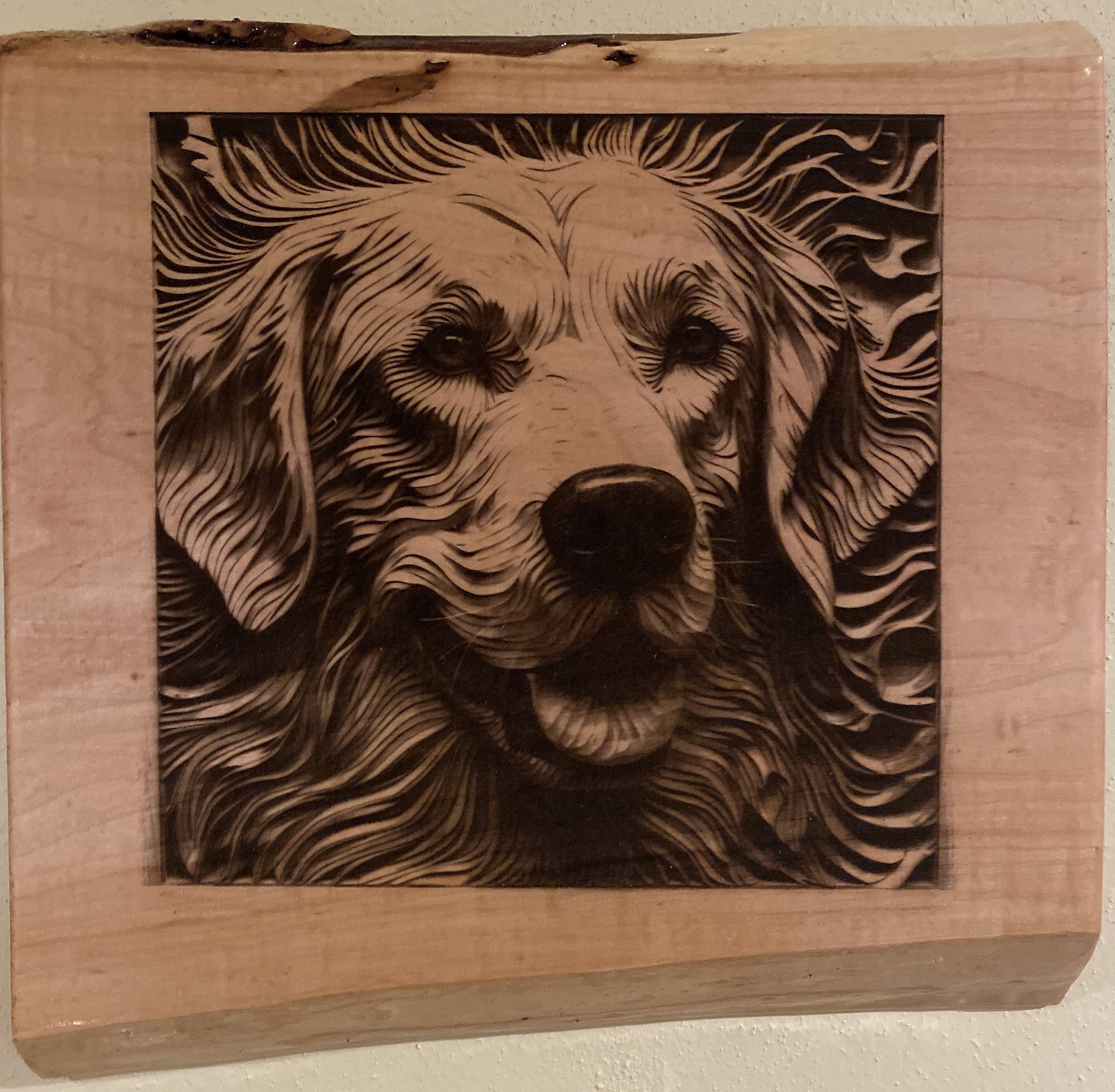 Live Edge Engraved Golden Retriever Engraved Dog Engraved Golden ...