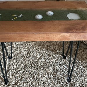Golf River Table Live Edge End Table Artificial Turf Golf Table Epoxy ...