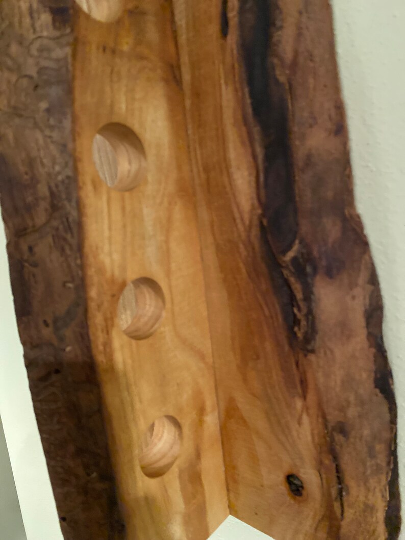 Live Edge Hanging Five-bottle Wine Rack: Finished With Varnish Oil - Etsy
