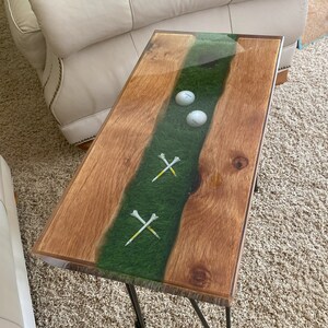 Golf River Table Live Edge End Table Artificial Turf Golf Table Epoxy ...