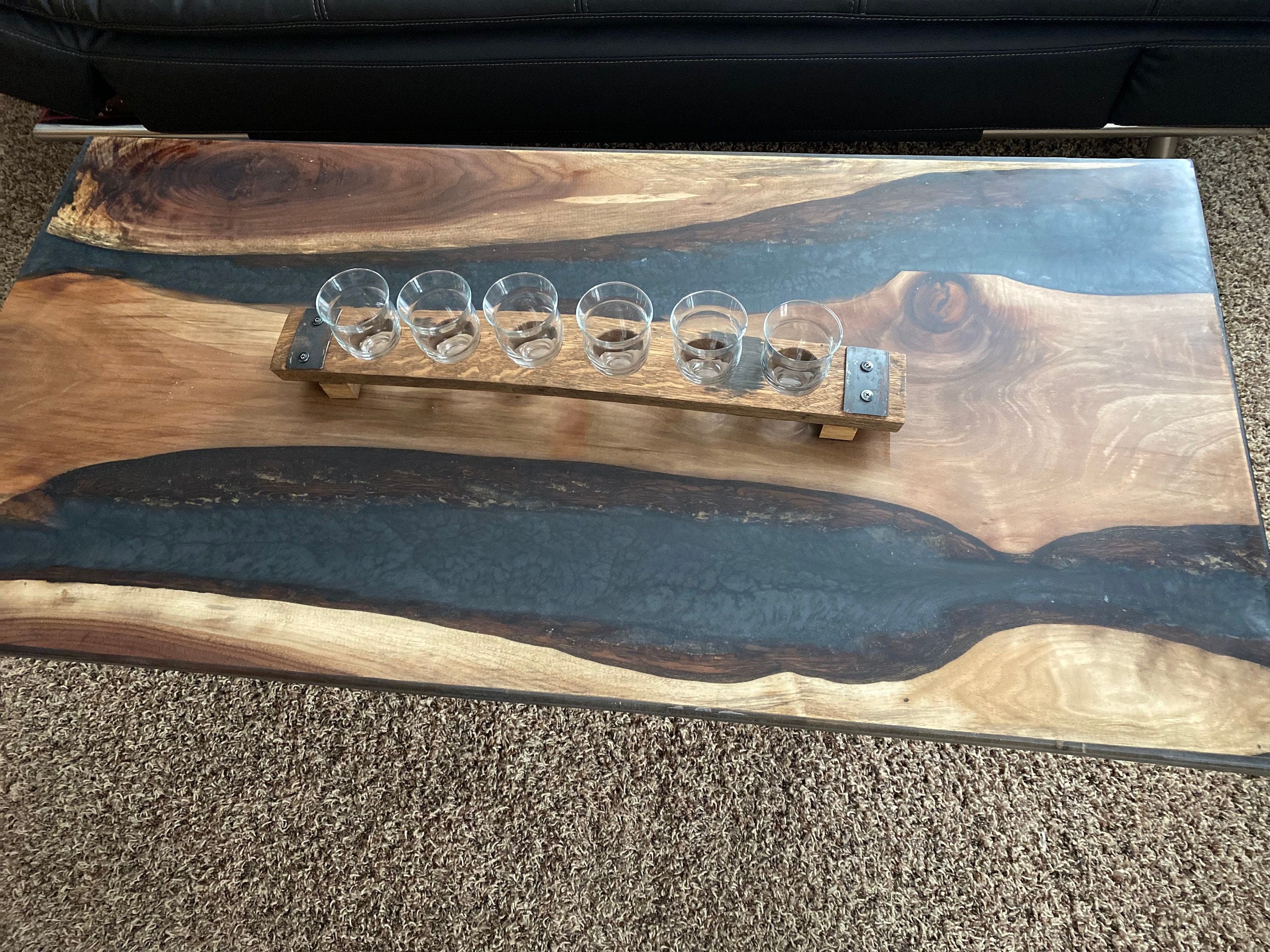 Epoxy Walnut River Table With Heavy Duty X-shape Metal Legs - Etsy