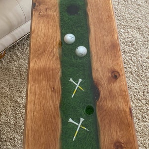 Golf River Table Live Edge End Table Artificial Turf Golf Table Epoxy ...