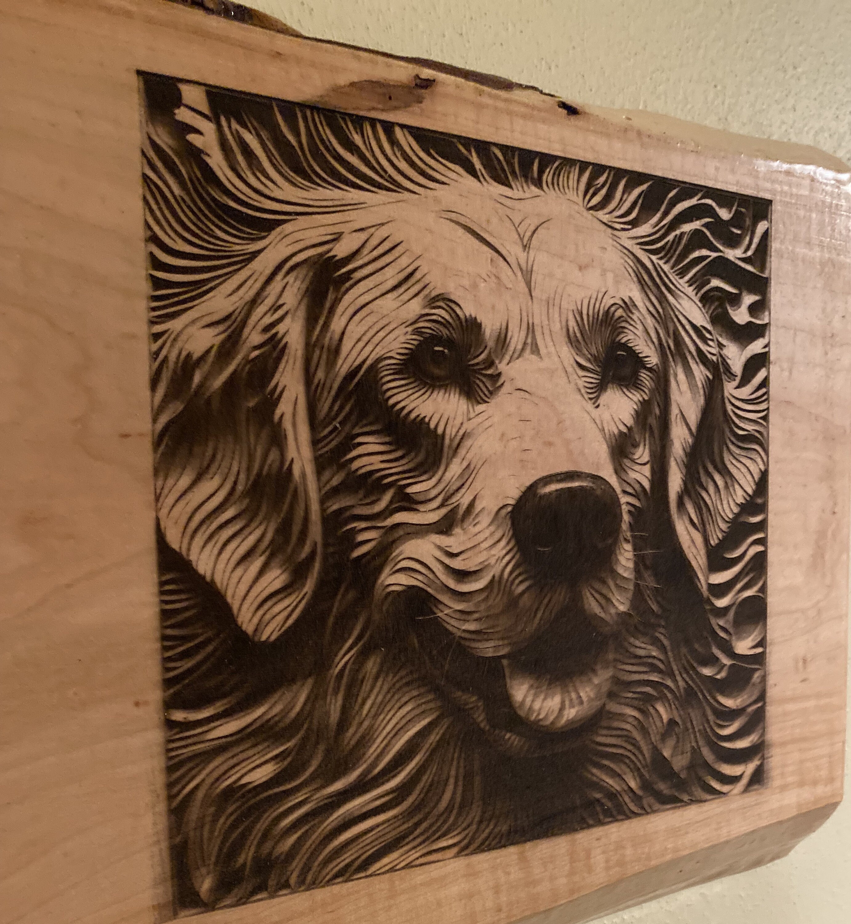 Live Edge Engraved Golden Retriever Engraved Dog Engraved Golden ...