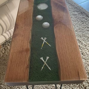 Golf River Table Live Edge End Table Artificial Turf Golf Table Epoxy ...