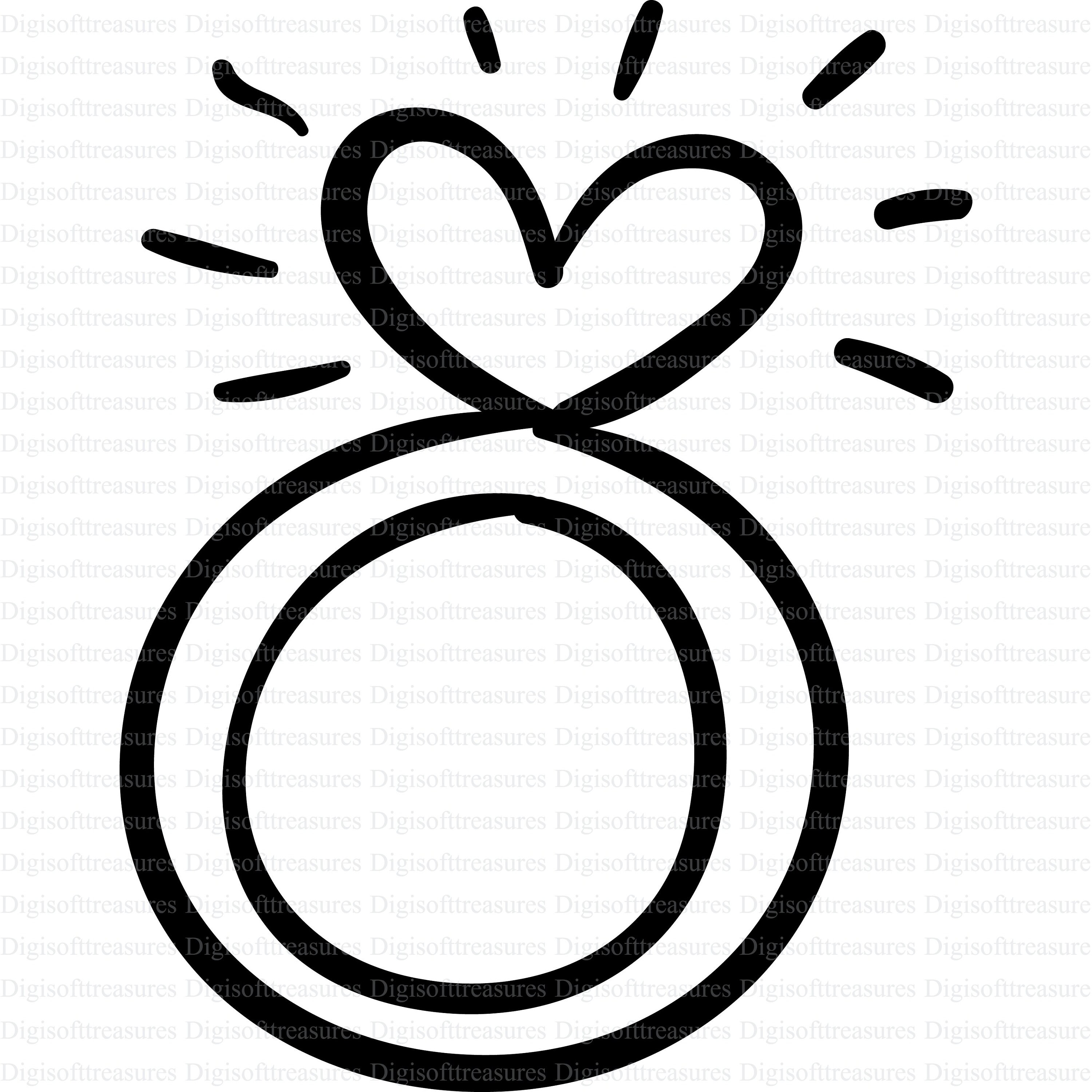 Wedding Ring With Heart SVG, Engagement Ring Svg, Bride Ring Svg, Groom ...