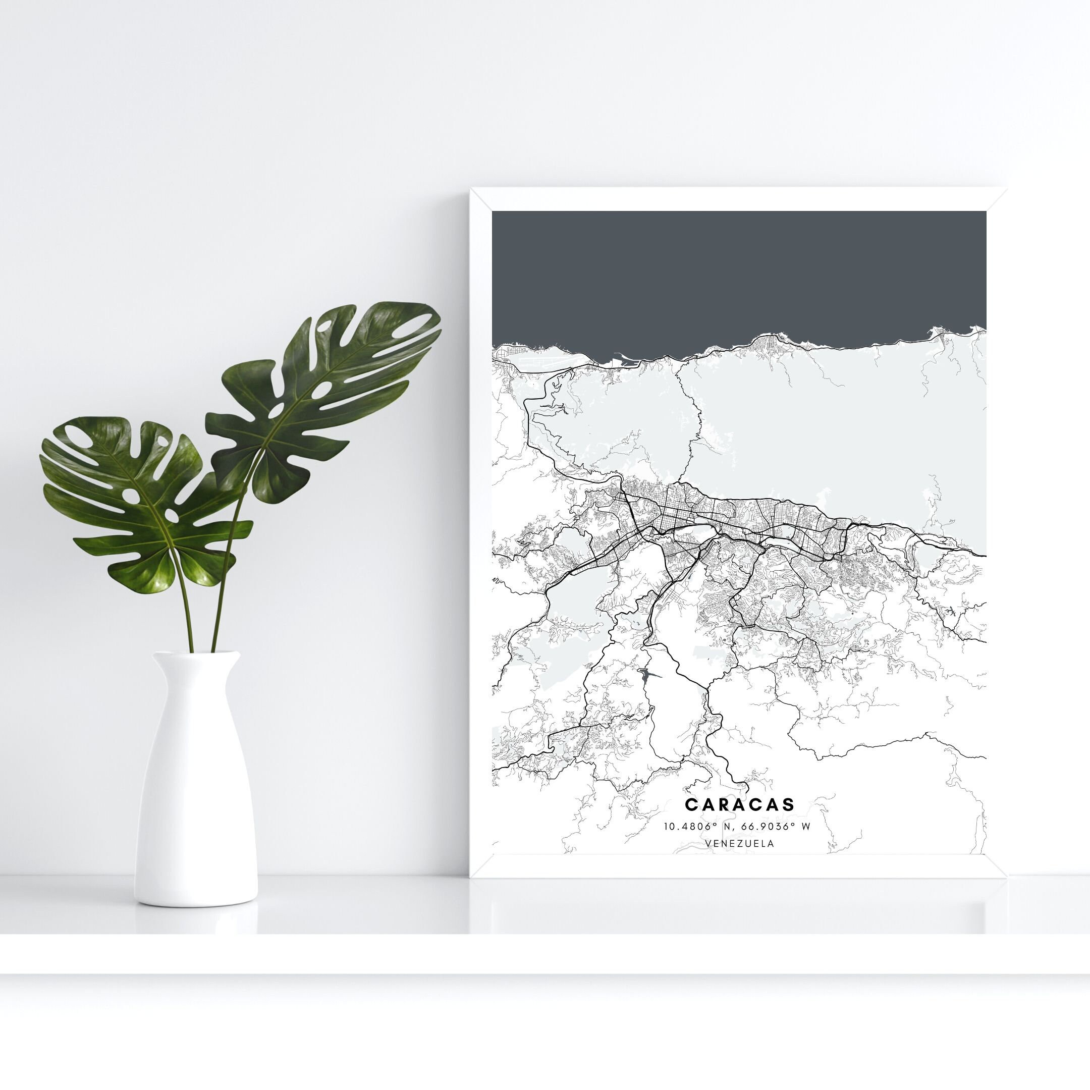 Caracas Map Print, Venezuela, Wall Art, Minimalist City Poster ...