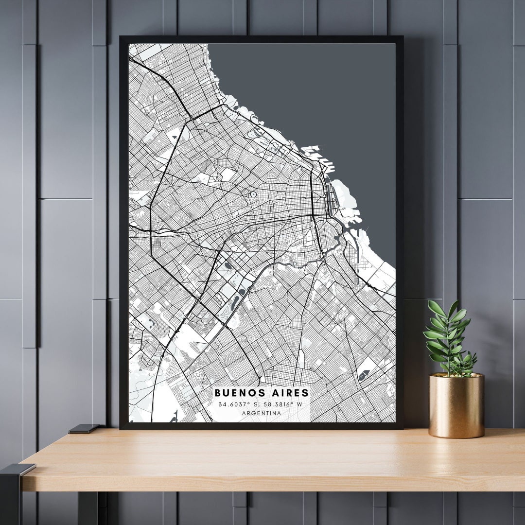 BUENOS AIRES City Map, AR, Argentina, Town Map, Minimalist Map Poster ...