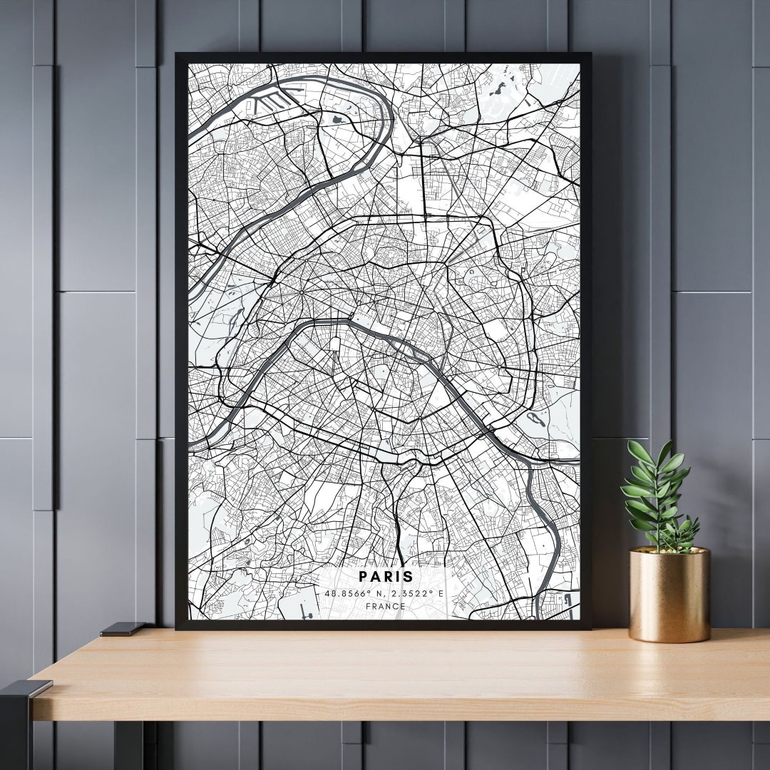 PARIS City Map, France, FR, Town Map, Minimalist Map Poster, Gift for ...