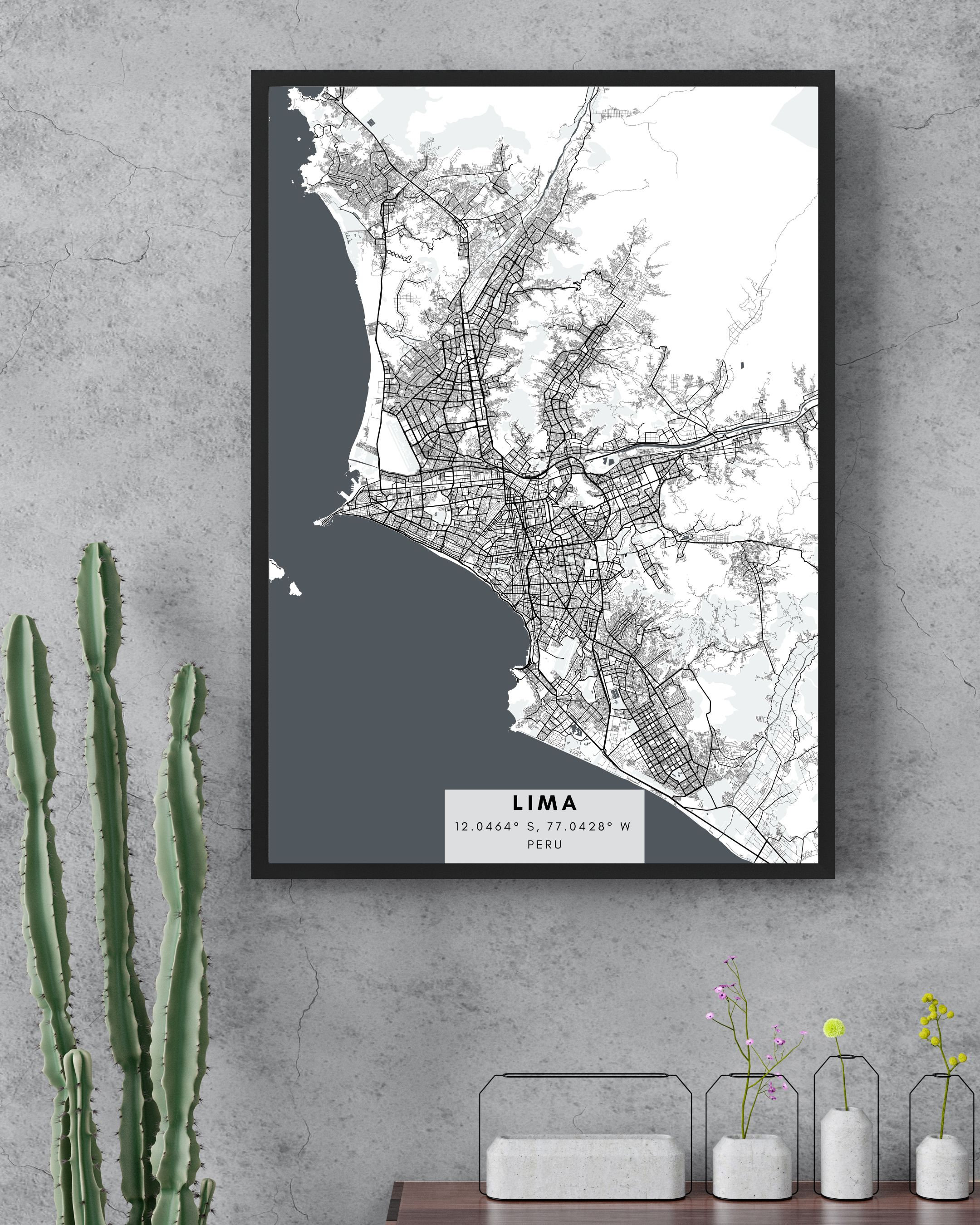 LIMA City Map, Peru, PE, Town Map, Minimalist Map Poster, Gift for Him ...