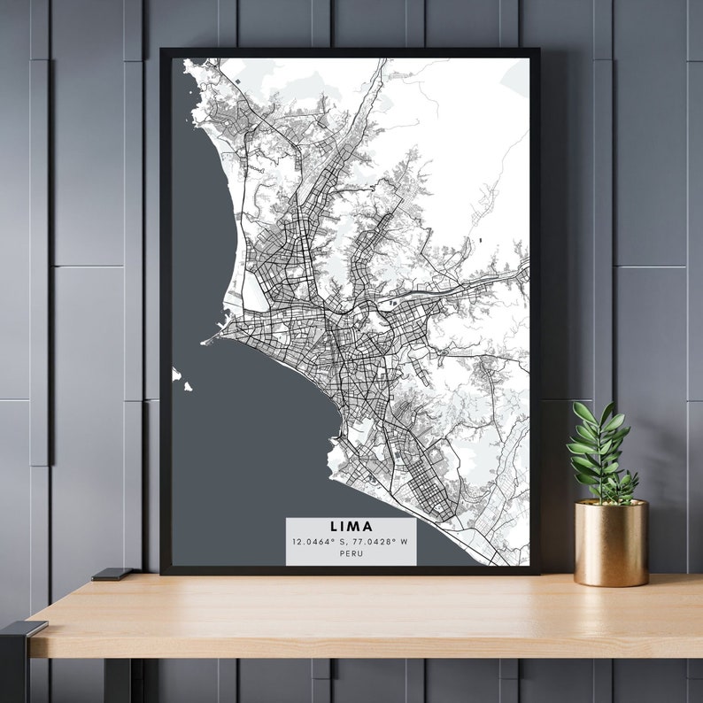 LIMA City Map, Peru, PE, Town Map, Minimalist Map Poster, Gift for Him ...